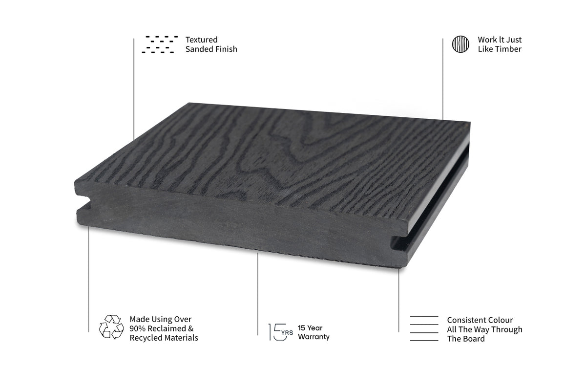 Classic Solid | 3D Embossed Wood Grain Solid Composite Decking Board 1 ...
